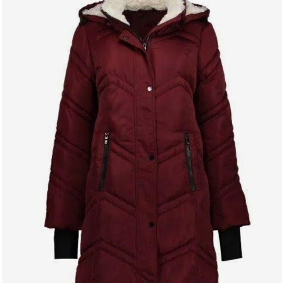 Steve Madden | Jackets & Coats | Steve Madden Fleece Trim Hooded Puffer ...